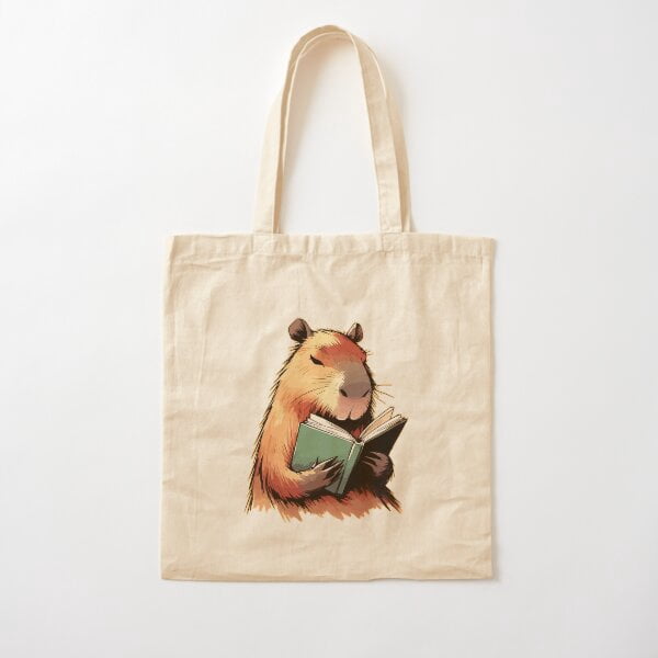 Reading Capybara Book Lover Cotton Tote Bag Canvas Tote Bag, Family ...