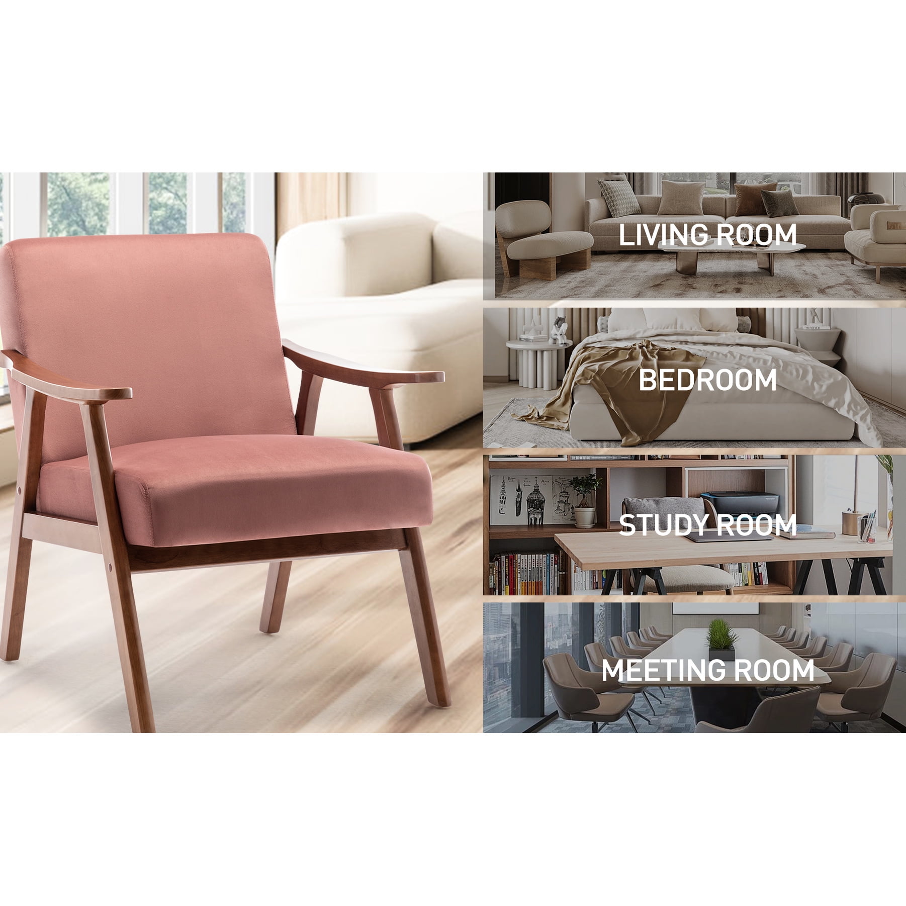 Reading Chair / Curved Arms, Velvet Upholstery, Foam Filled / Ideal for ...