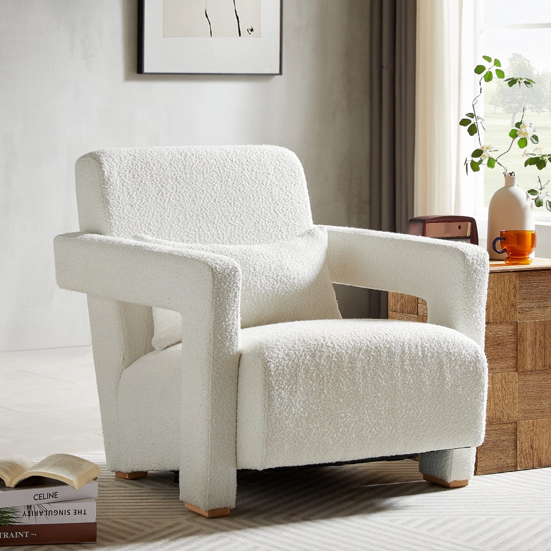 Reading Chair with Right-Angle Armrests and Lumbar Pillow, Comfort ...