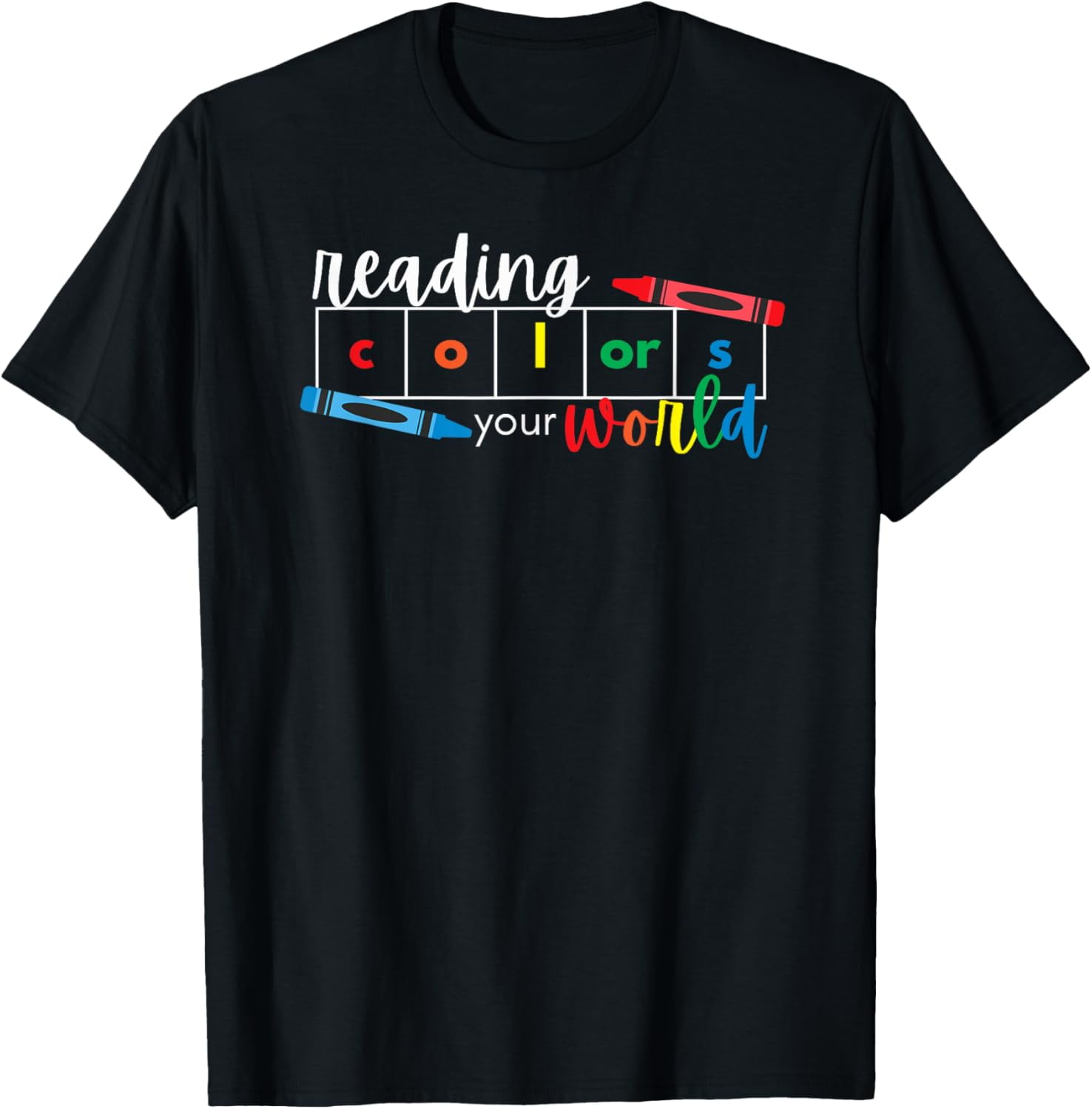 Reading Colors Your World Reading Teacher Crayon T-Shirt - Walmart.com