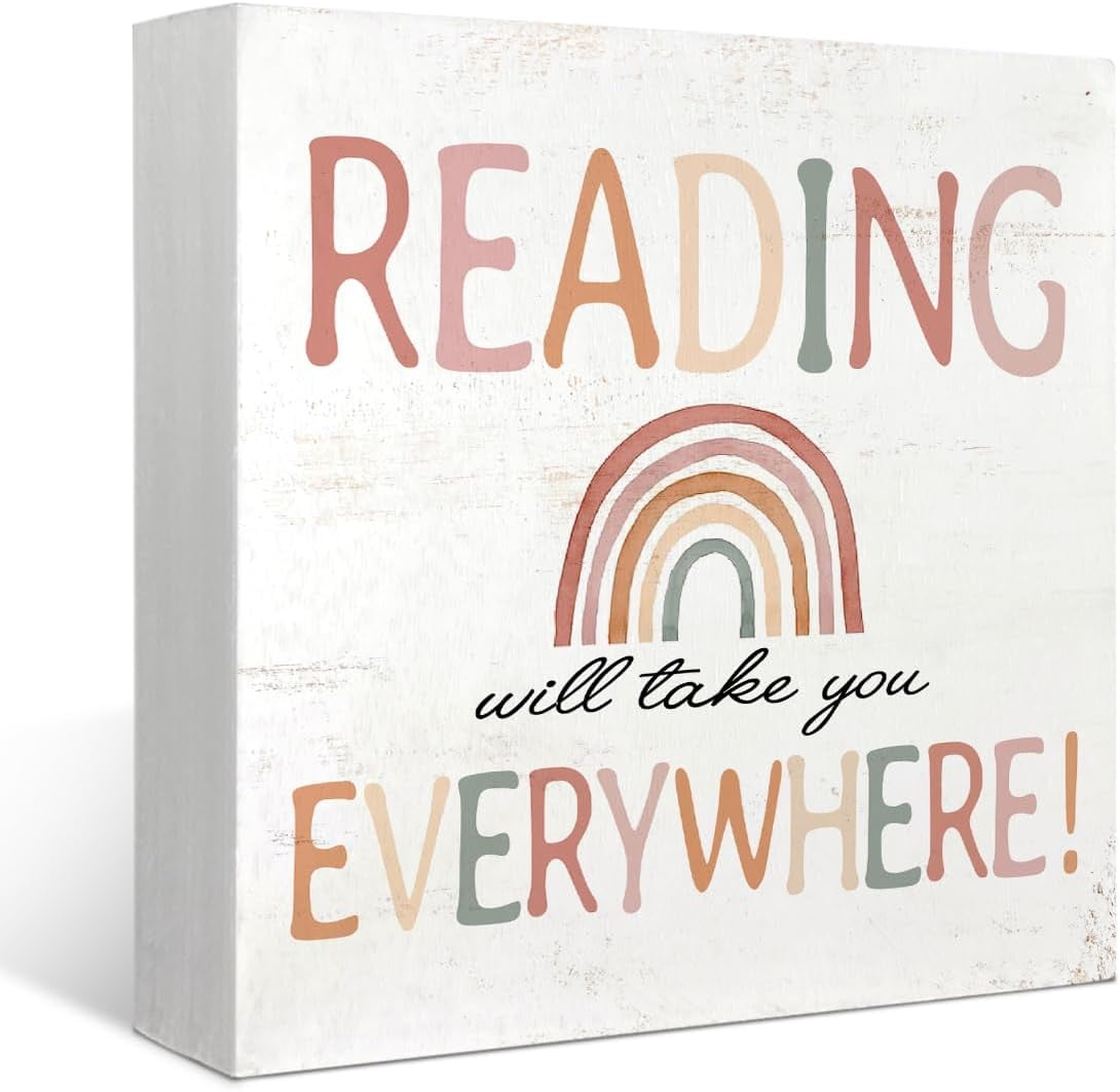 Reading Corner Decor for Classroom Wood Box Sign Desk Decor ，Reading ...