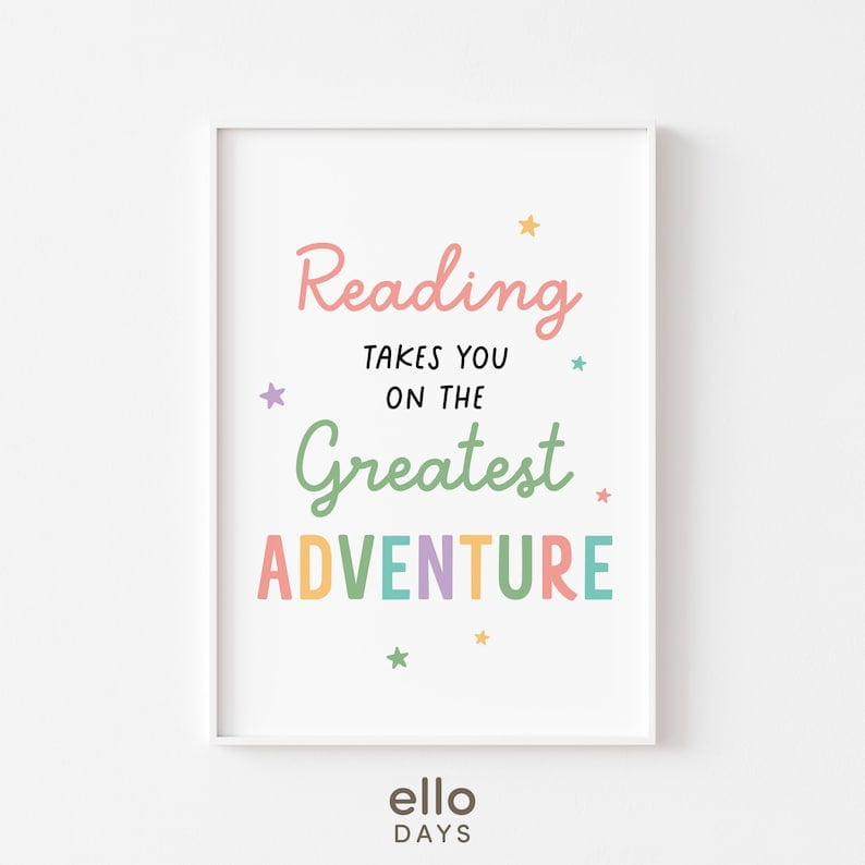 Reading Corner Poster | Book Adventure Quote Art | Classroom or ...