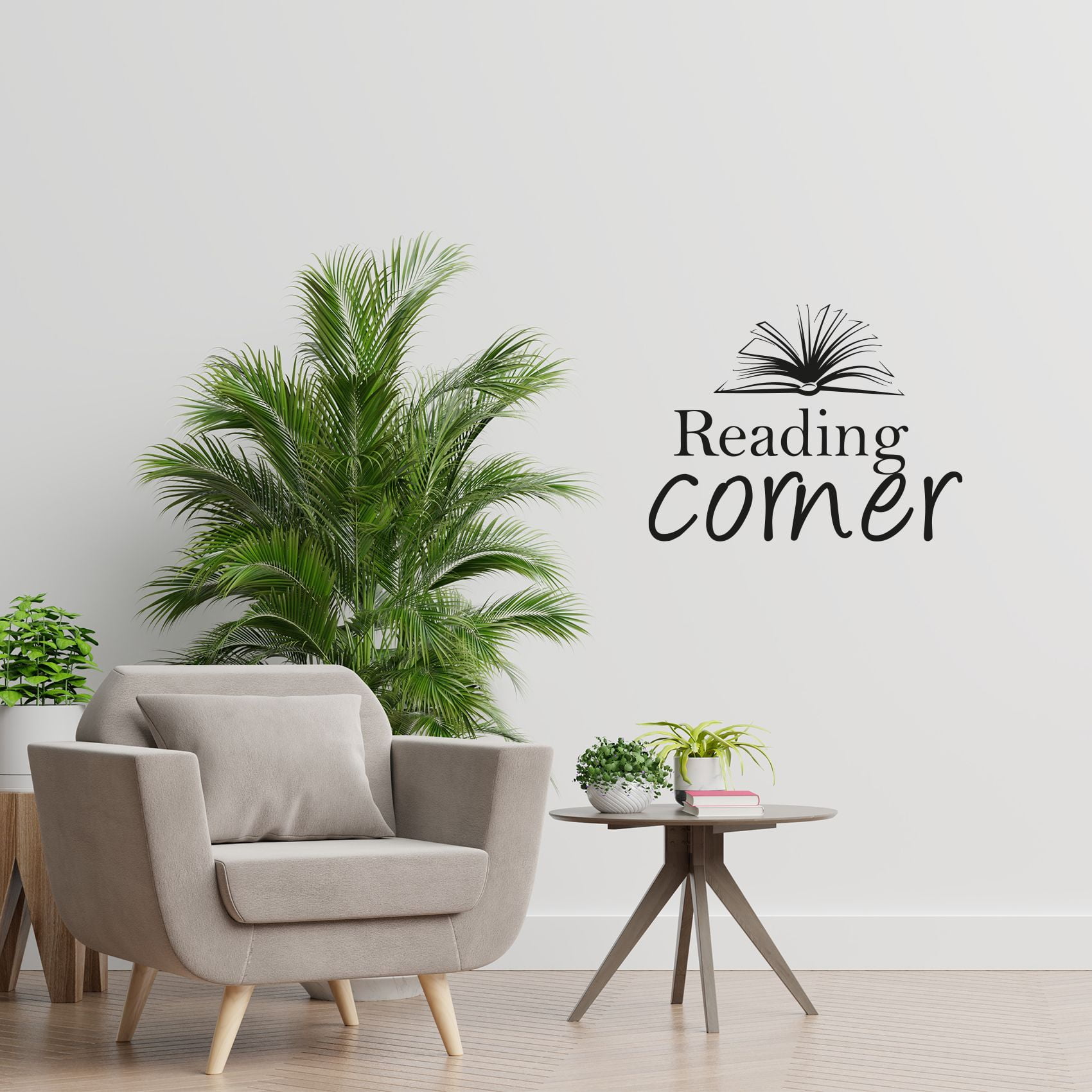 Reading Corner Signage Wall Sticker Open Pages Book Silhouette Vinyl ...