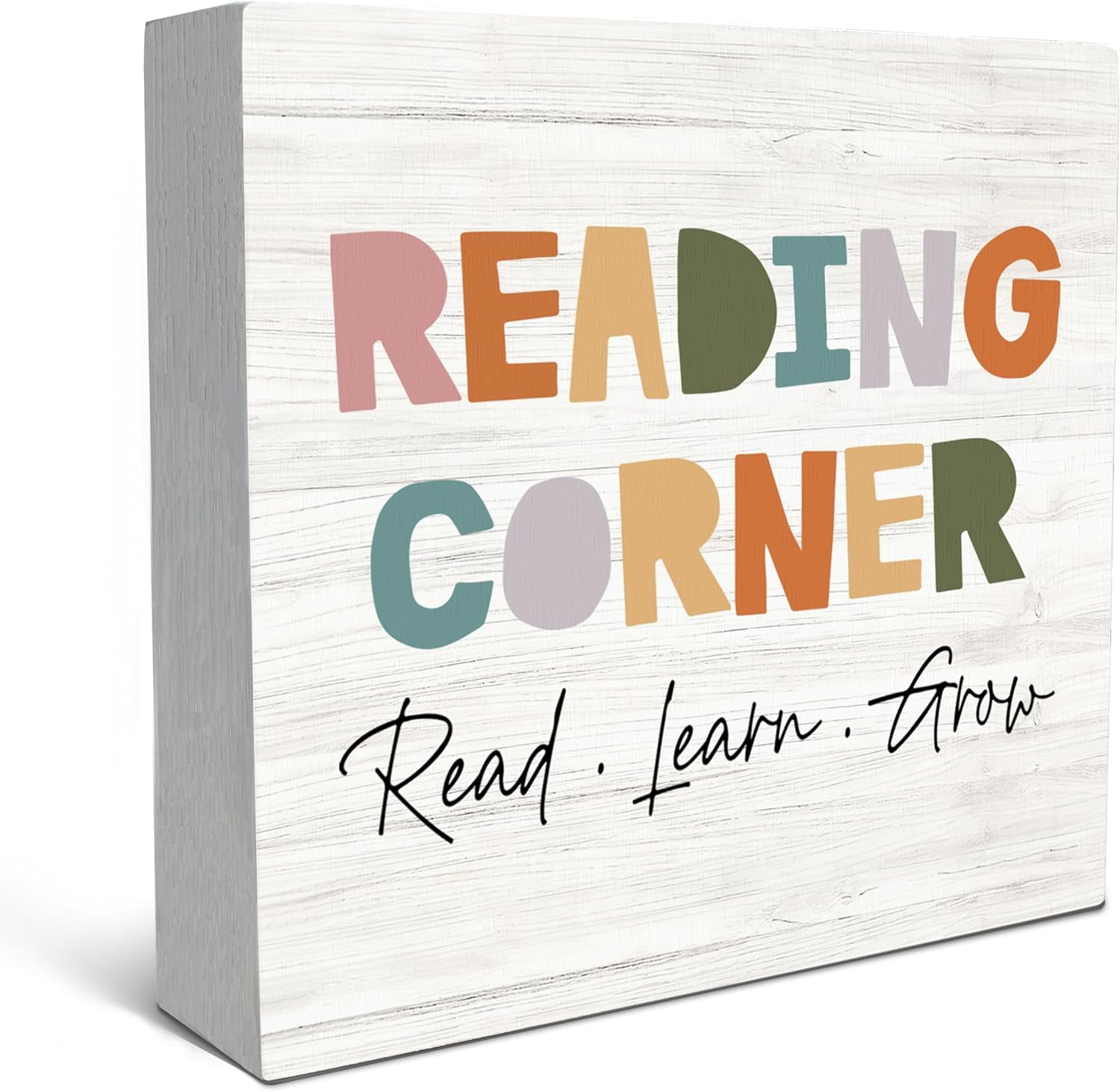 Reading Corner Wood Box Sign 5" x 5", Reading Nook Decor Wooden Box ...