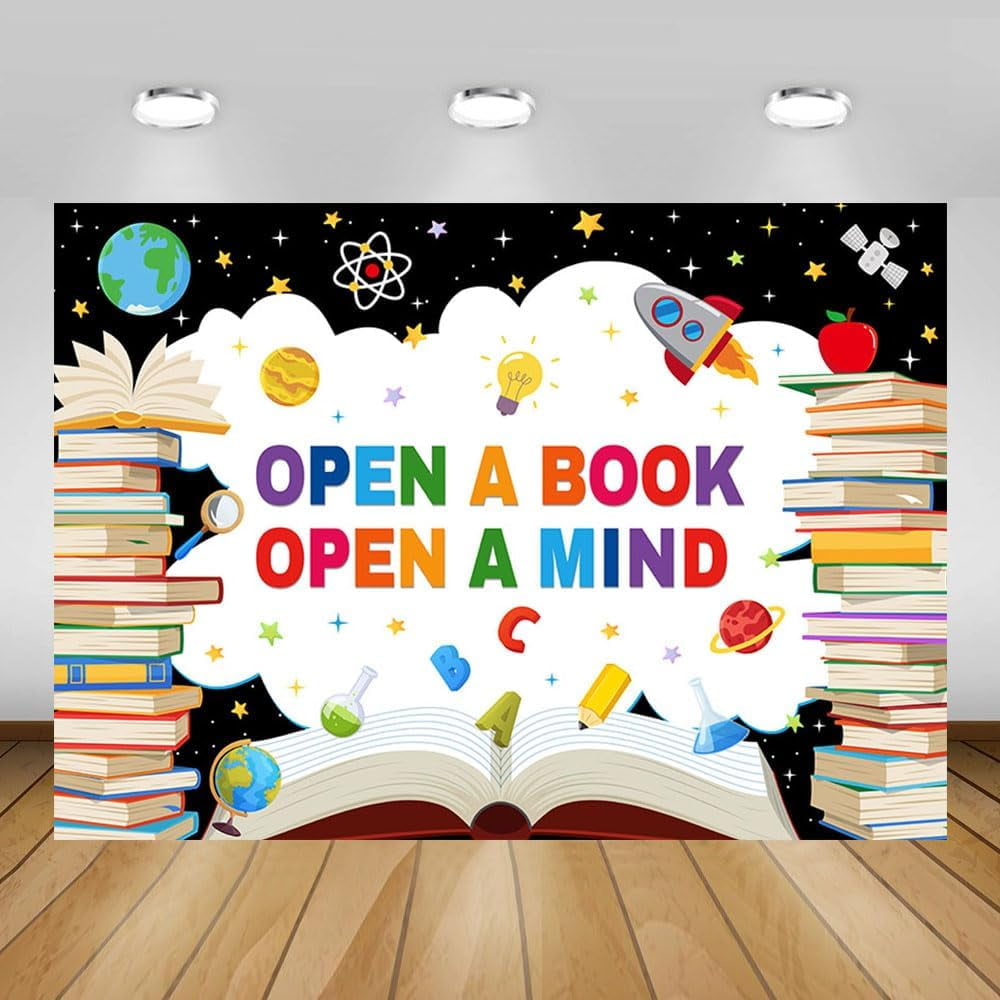 Reading Day Backdrop Open a Book Open a Mind Background World Book Day ...