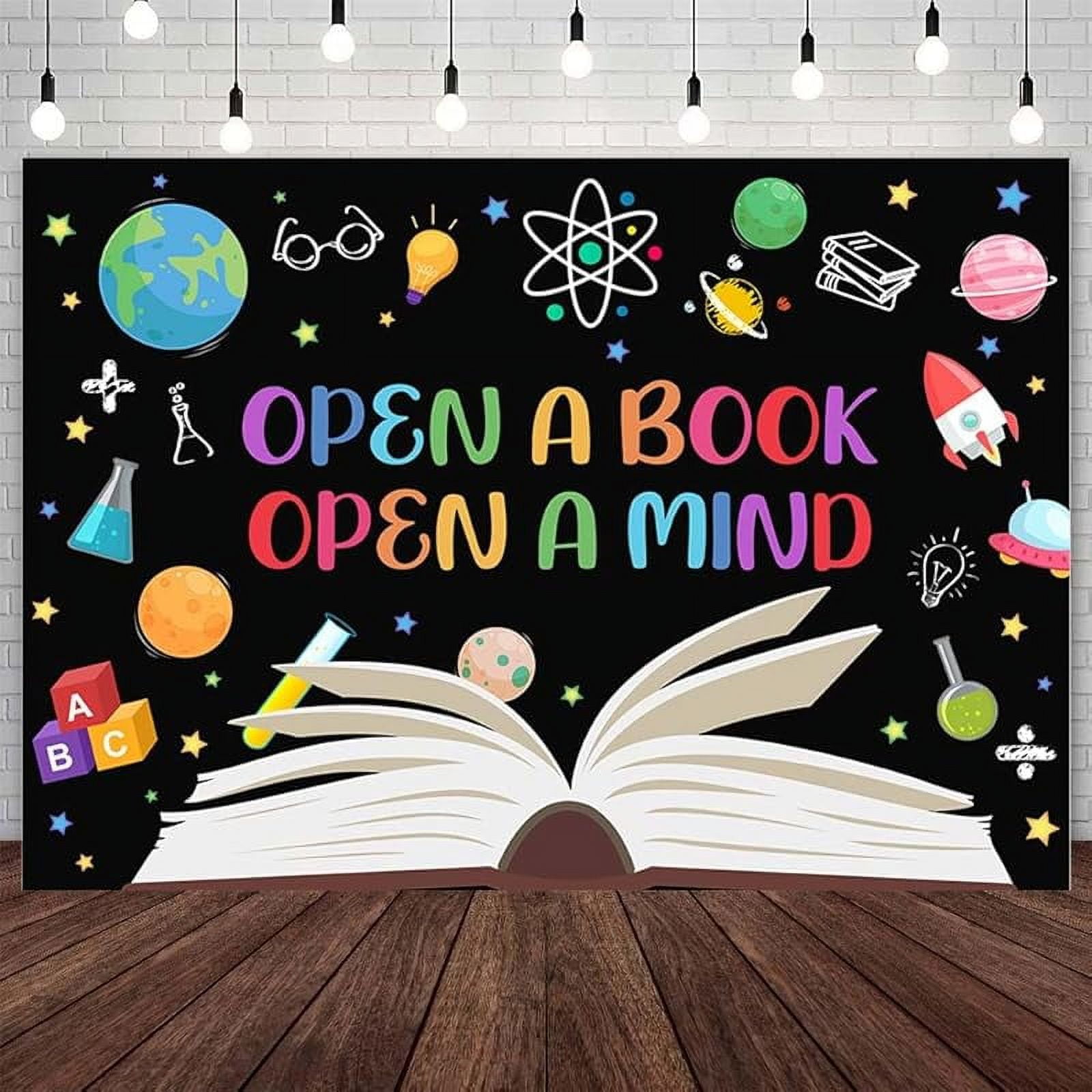 Reading Day Backdrop White Open a Book Open a Mind Background Book ...