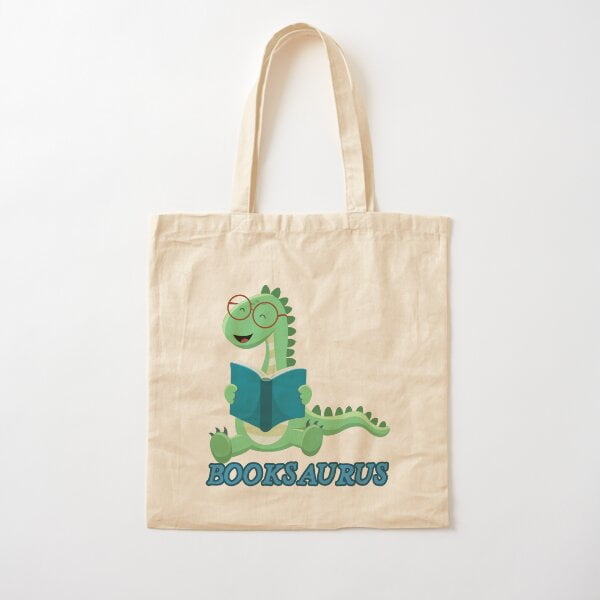 Reading Dinosaur Booksaurus Cotton Tote Bag Canvas Tote Bag, Family Gift For Mother, Her ...