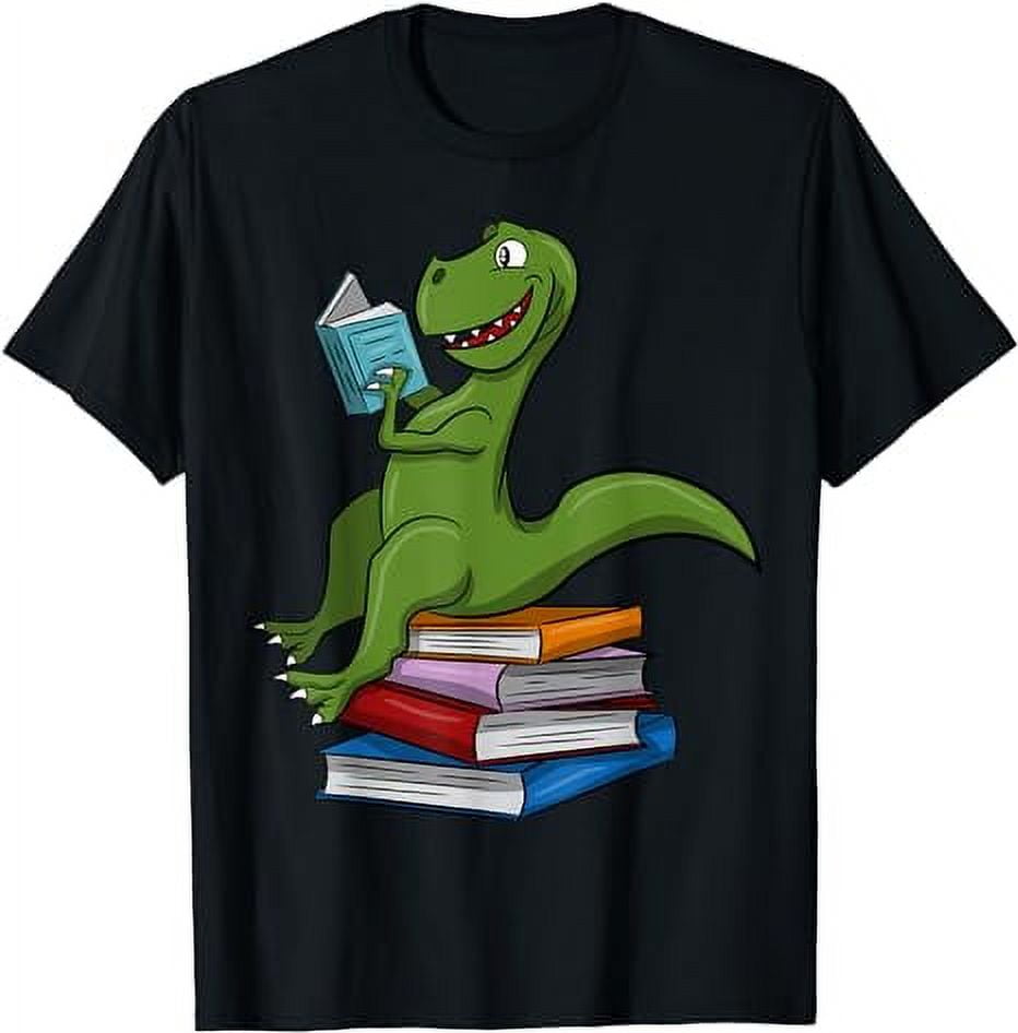 Reading Dinosaur T Rex Dinosaur Lover Dino Book Gift Idea T-Shirt ...
