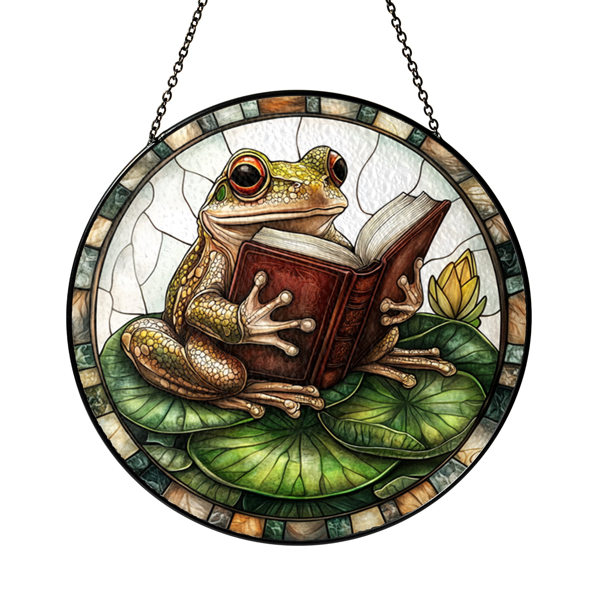 Reading Frog Acrylic Style Window Hanging, Cute Animal Decorative ...