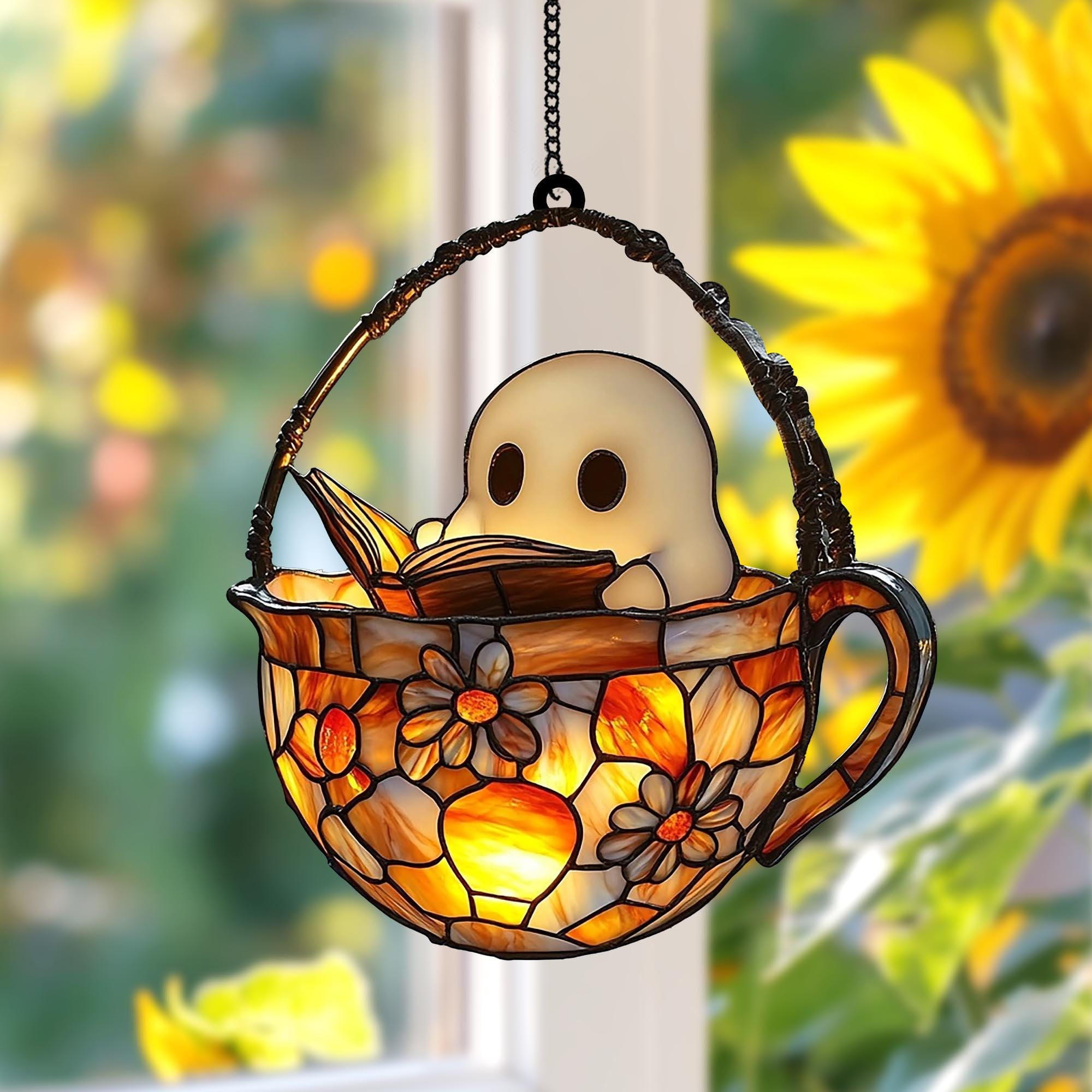 Reading Ghost in Teacup Faux Wavy Acrylic Suncatcher, Wavy Acrylic ...