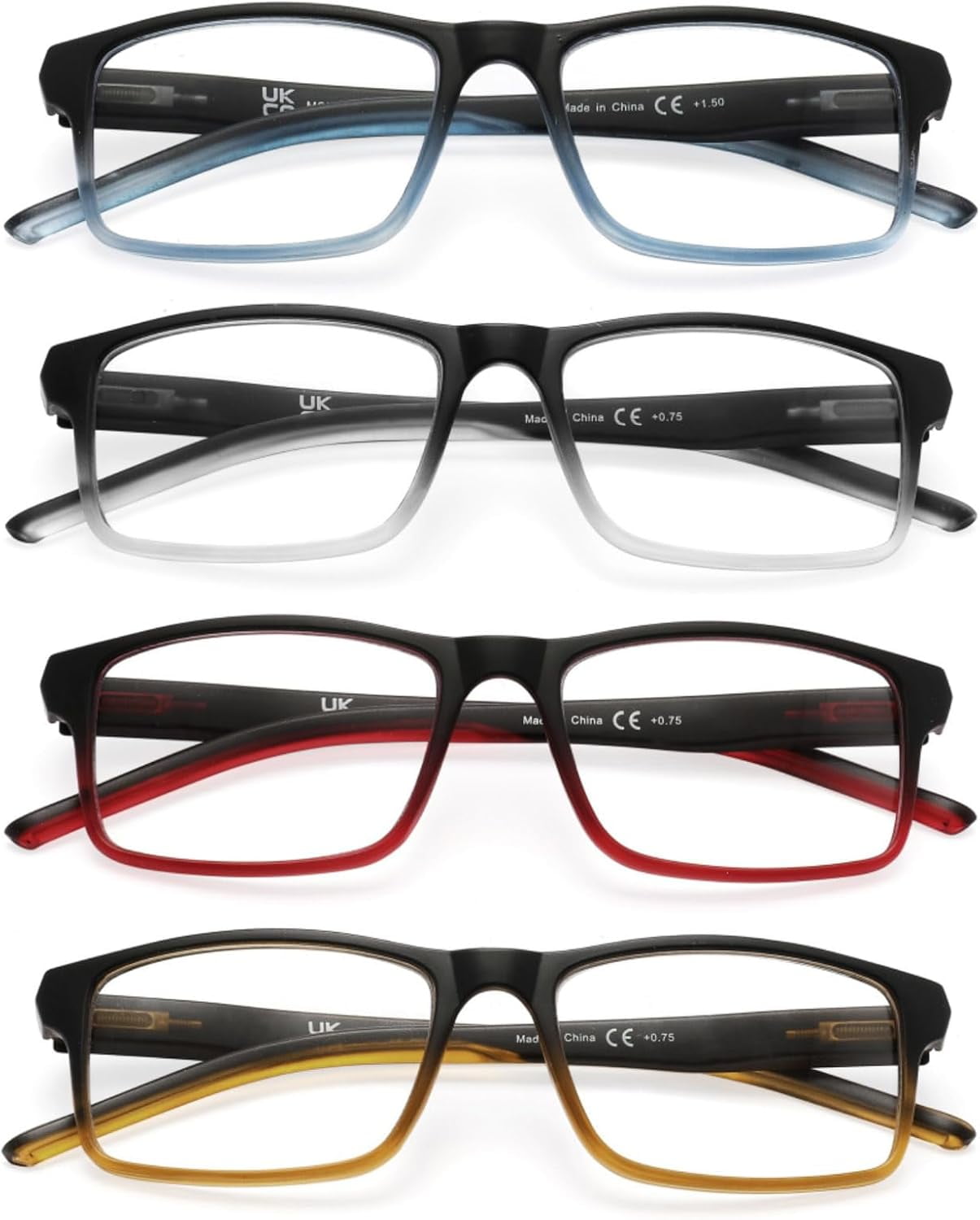 Reading Glasses 4 Pack, Blue Light Blocking Readers, Anti Glare, UV ...