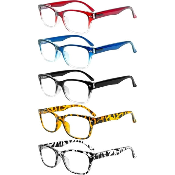 Reading Glasses 5 Packs Blue Light Blocking Eyeglasses Quality Spring ...