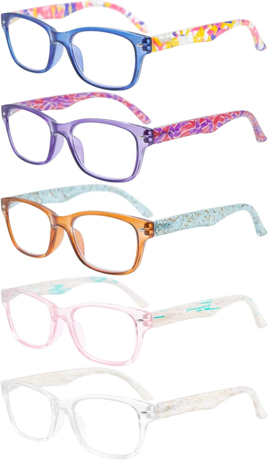 Reading Glasses 5 Packs Blue Light Blocking Eyeglasses Quality Spring ...