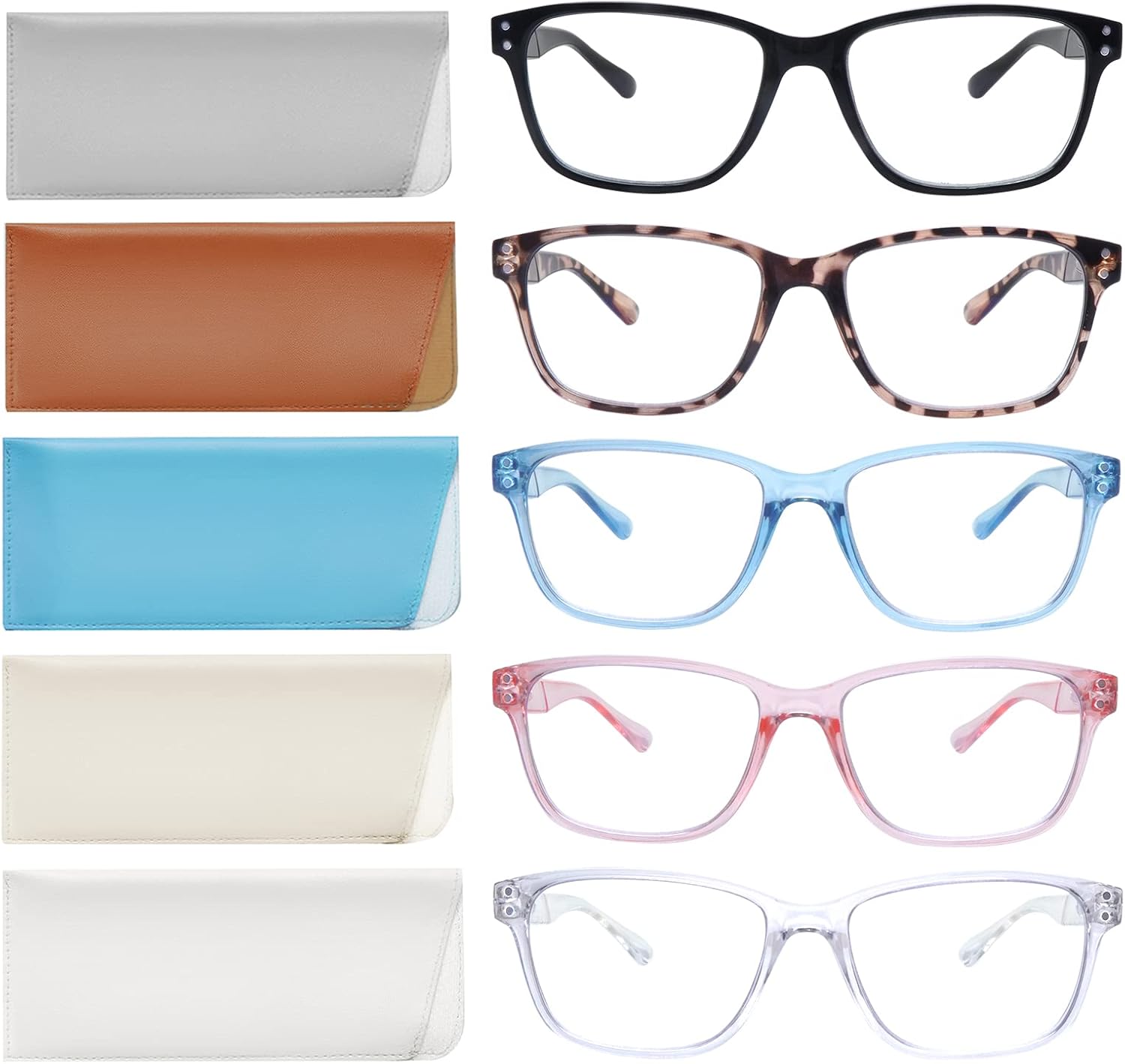 Reading Glasses 5 Packs Blue Light Blocking Eyeglasses Quality Spring ...