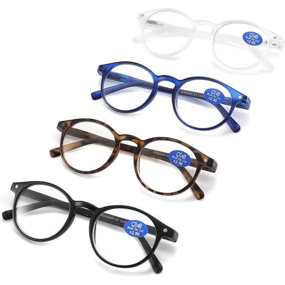 Reading Glasses Blue Light Blocking - Spring Hinges Round Eyeglasses ...