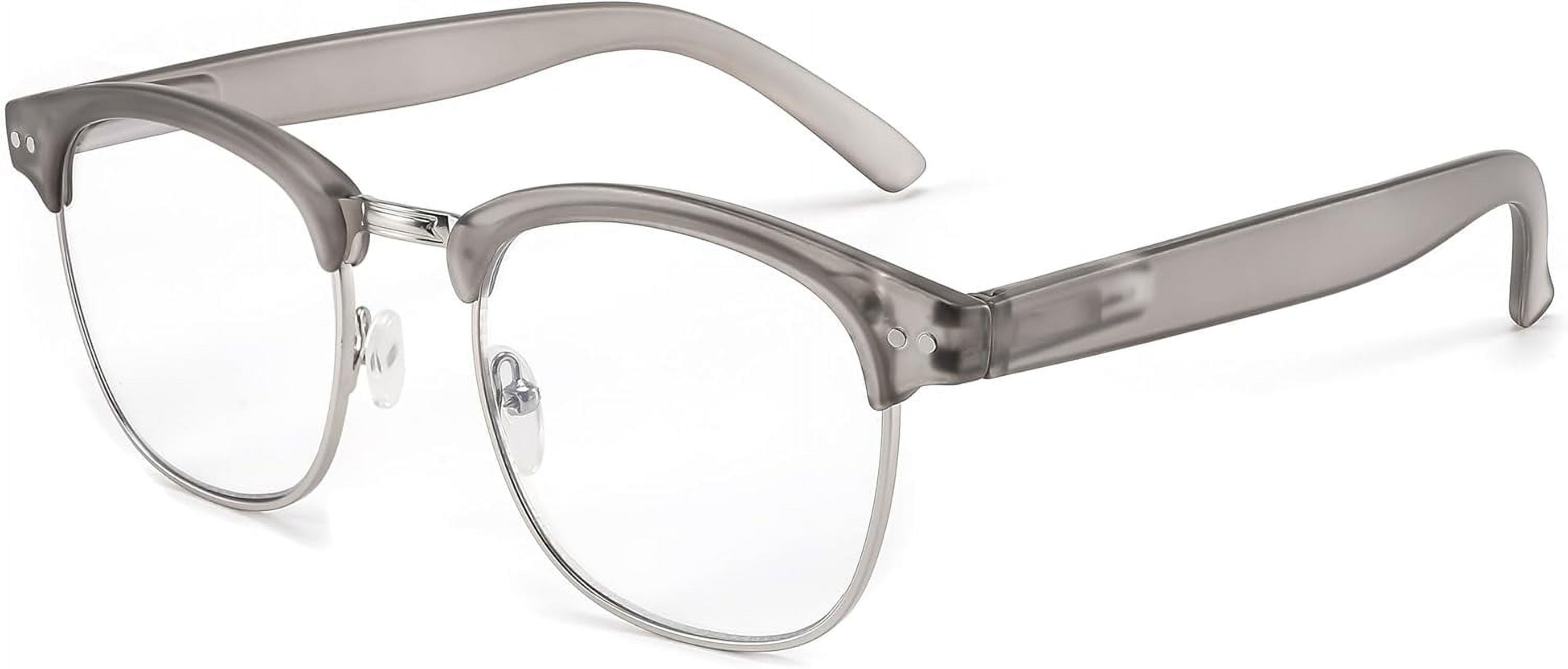 Reading Glasses Classic Half Frame Retro Semi-Rimless Clear Lens Blue ...