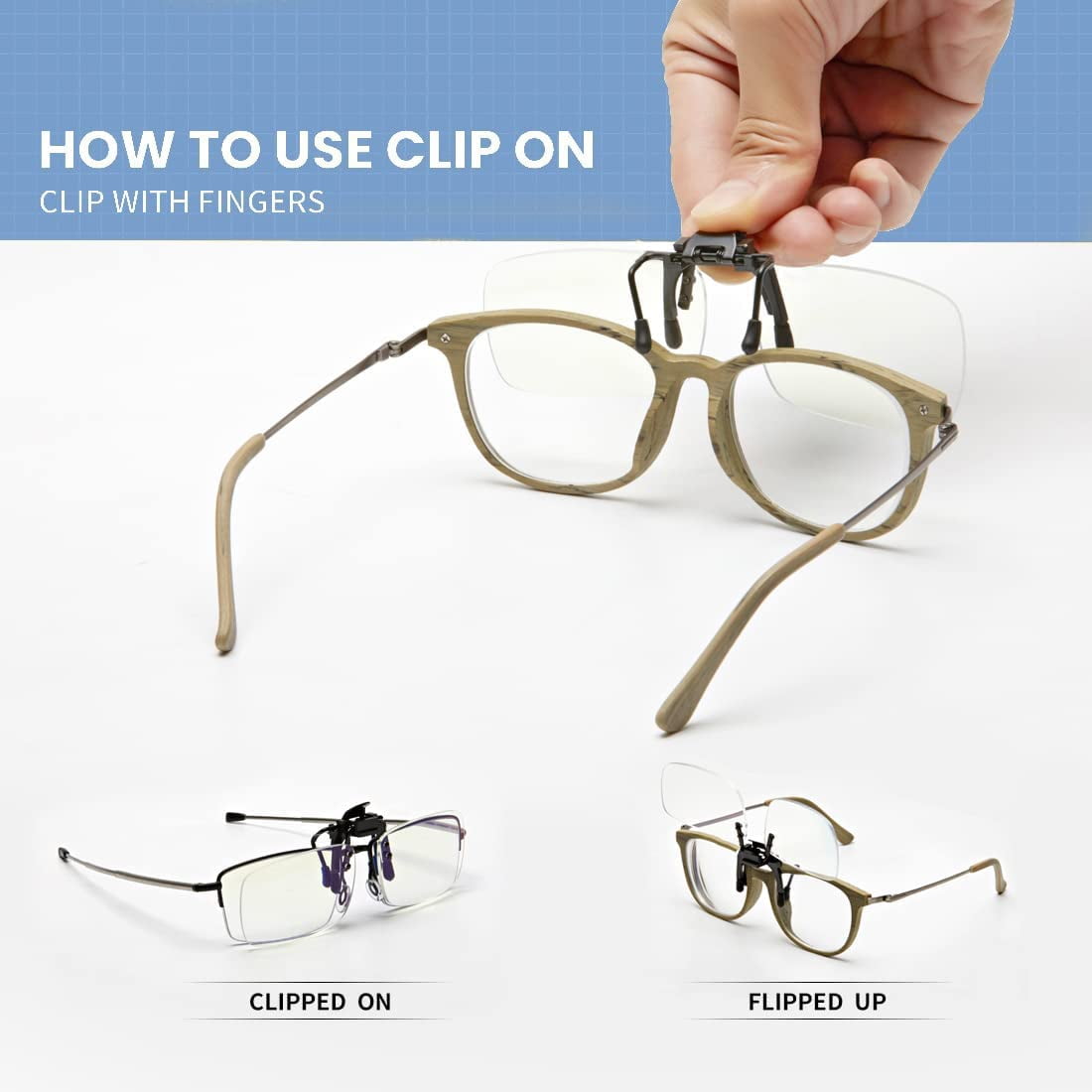 Reading Glasses Clip On and Flip Up Blue Light Blocking Magnifying ...