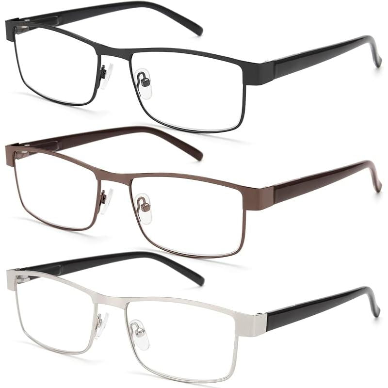 Reading Glasses Men, Stylish Metal Eyeglasses, Blue Light Readers for ...
