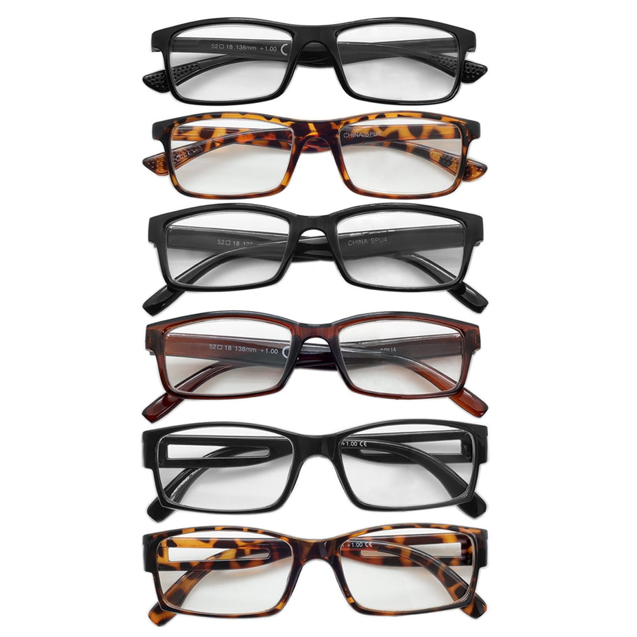 Reading Glasses Mens Womens 6 Pack Unisex Readers Classic Good Quality ...