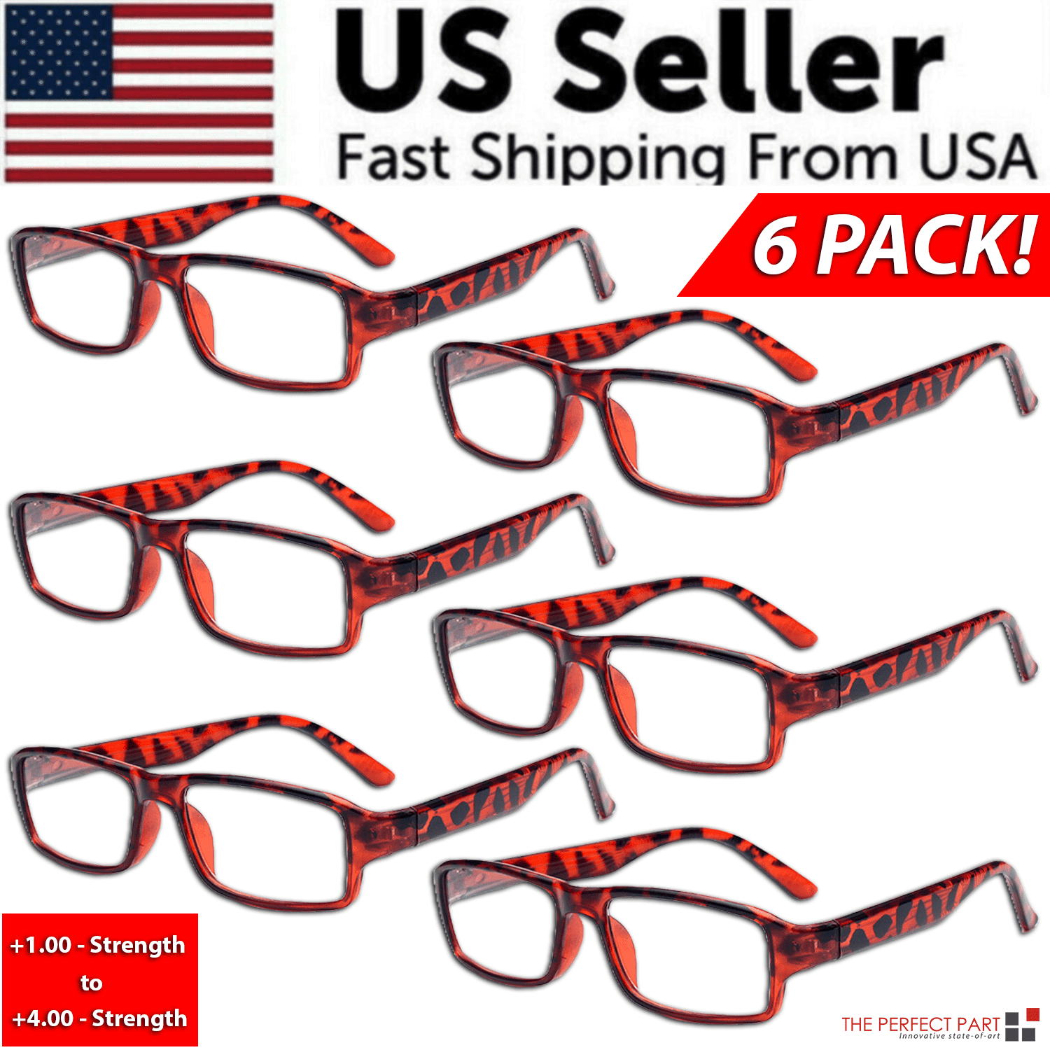 Reading Glasses Mens Womens Readers 6 PACK Square Frame Unisex Style ...