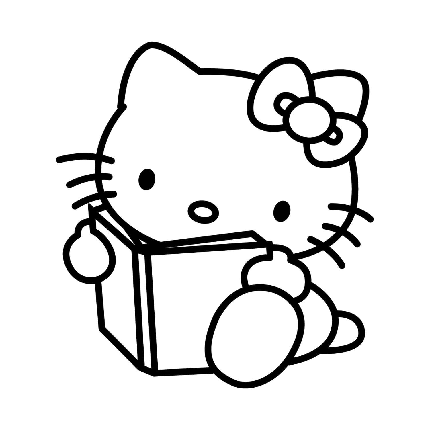 Reading Hello Kitty Inspired Wall Decal Vinyl Sticker Art Mural for ...