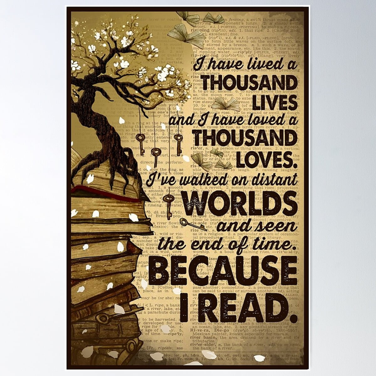 Reading I Have Lived A Thousand Lives Poster Wall Art, Modern Wall ...