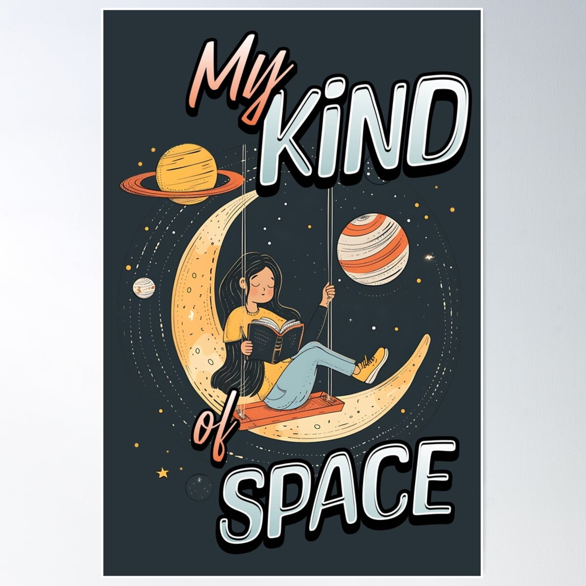 Reading Introvert In Space My Kind Of Space Poster Wall Art, Modern ...