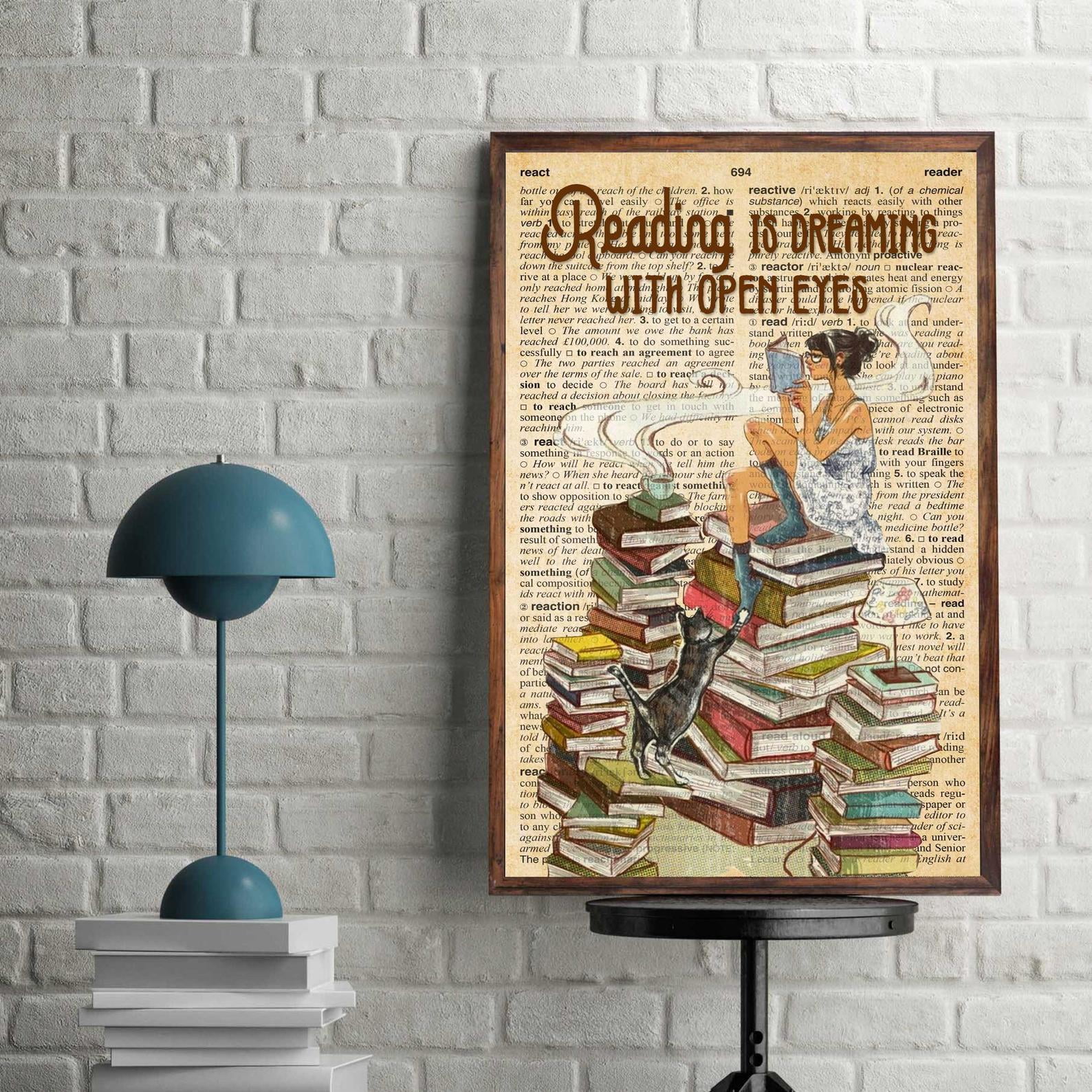 Reading Is Dream With Open Eyes Gift Vintage Satin Poster Wall Art ...