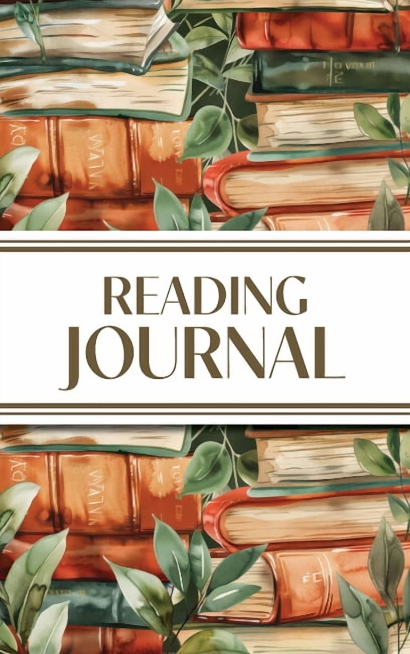 Reading Journal (Watercolour Stacked Books with Leaves): 6"x9 ...