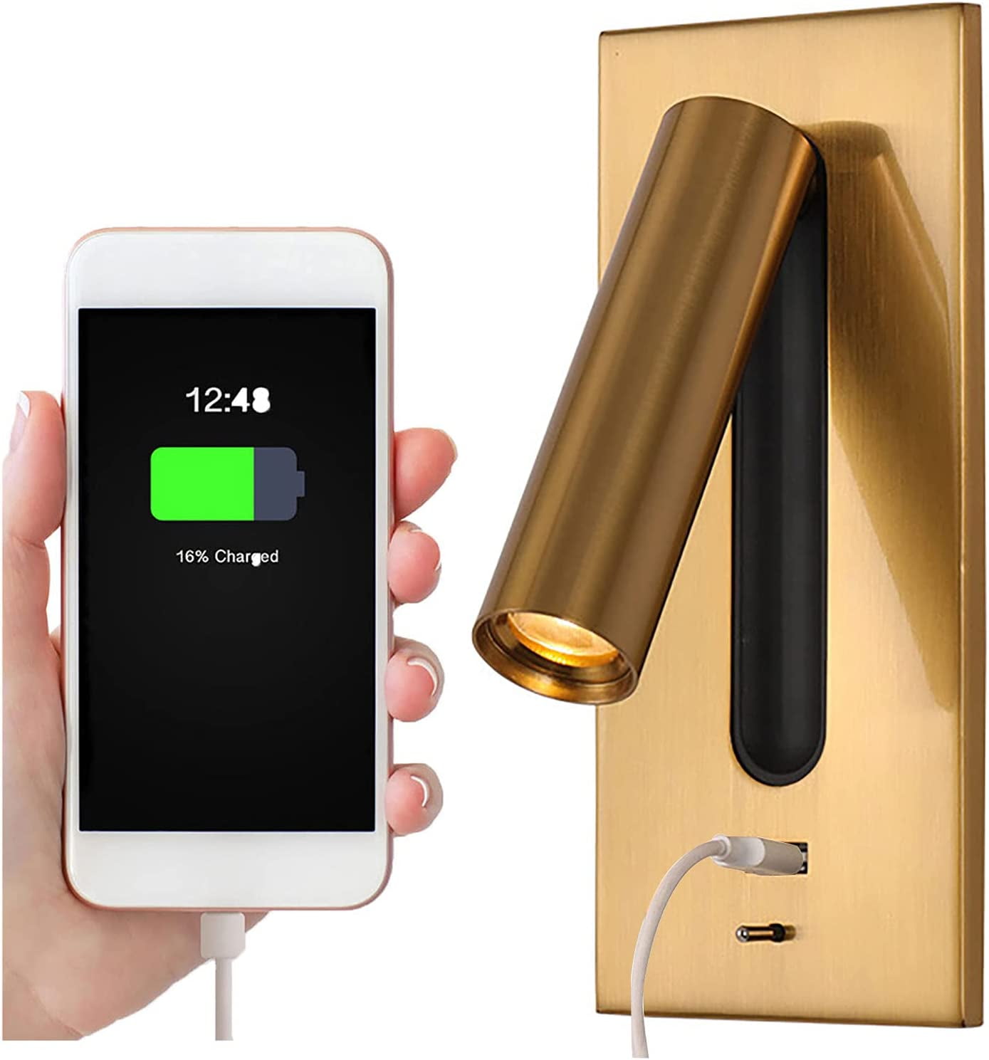 Reading Light Led Headboard Lamp Hidden Switch Bedside Lamp, Usb ...