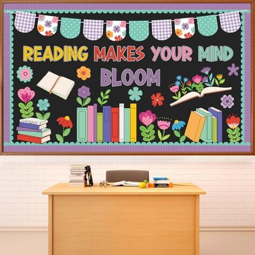 Reading Makes Your Mind Bloom Bulletin Board Set Spring Theme Flower ...