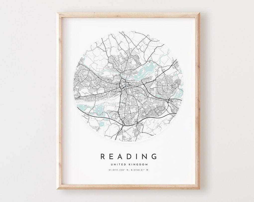Reading Map Print, Reading Map Poster City Wall Art, Reading Road Map ...