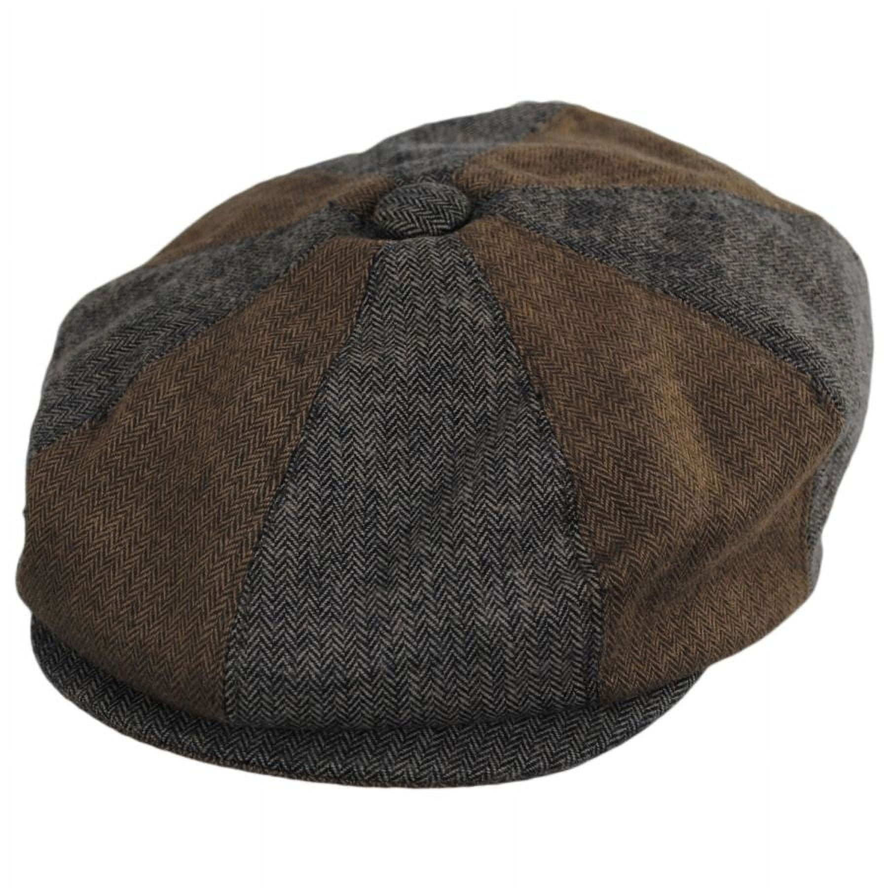 Reading Mixed Herringbone Cotton Newsboy Cap - XL - Brown/Gray ...