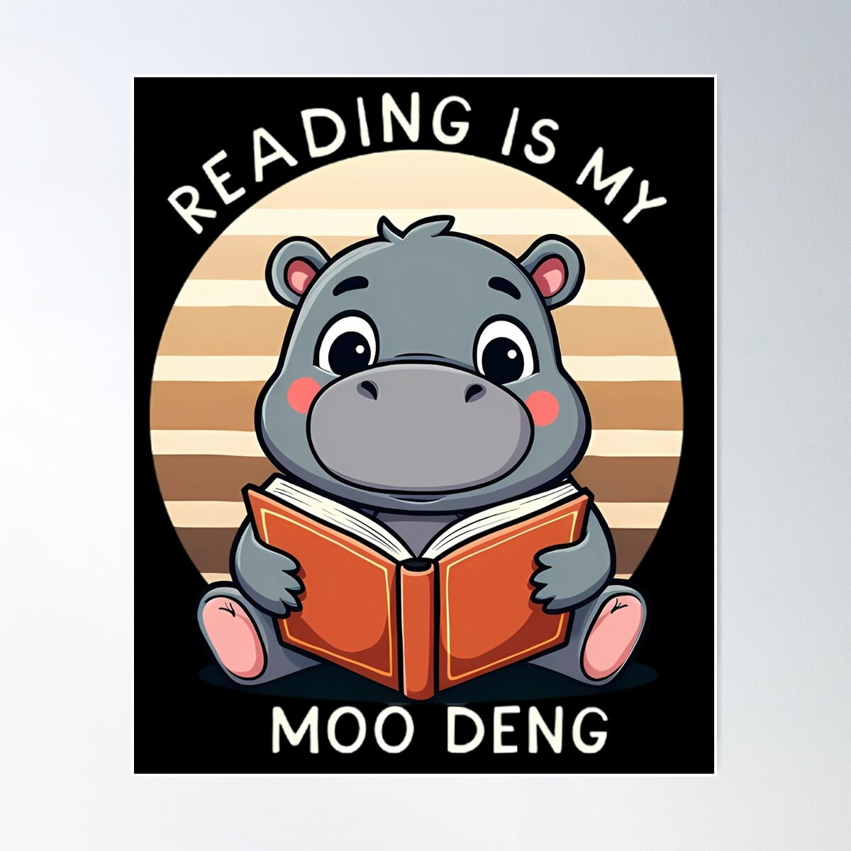 Reading Is My Moo Deng Baby Hippo Reading A Book T-Shirt Â€“ Adorable ...