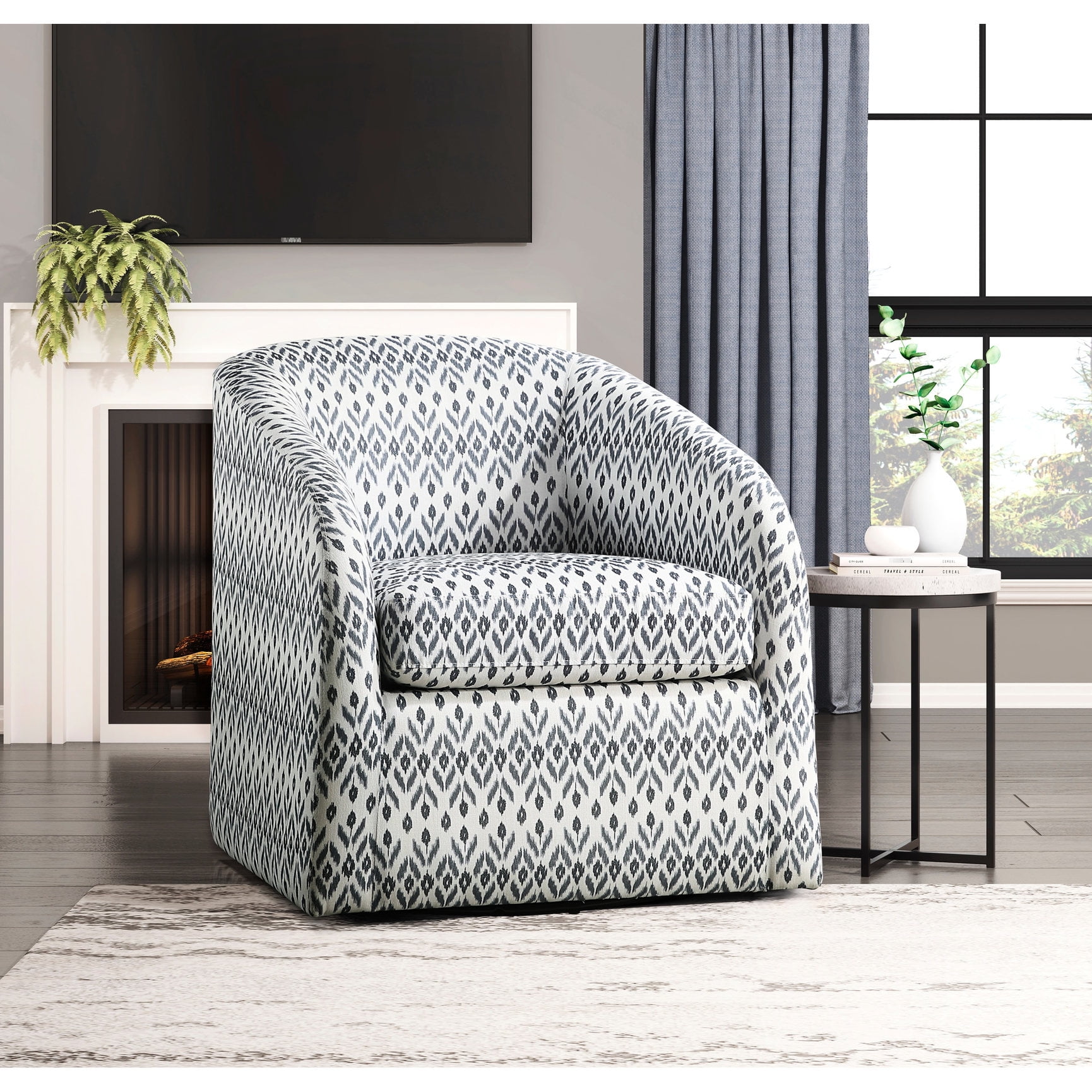 Reading Nook Swivel Chair / Textured Polyester Fabric, Removable ...