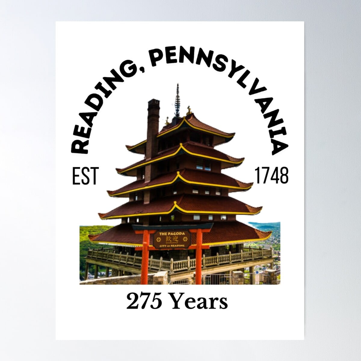 Reading Pa Pennsylvania Est 1748 275 Year Anniversary Poster Wall Art ...