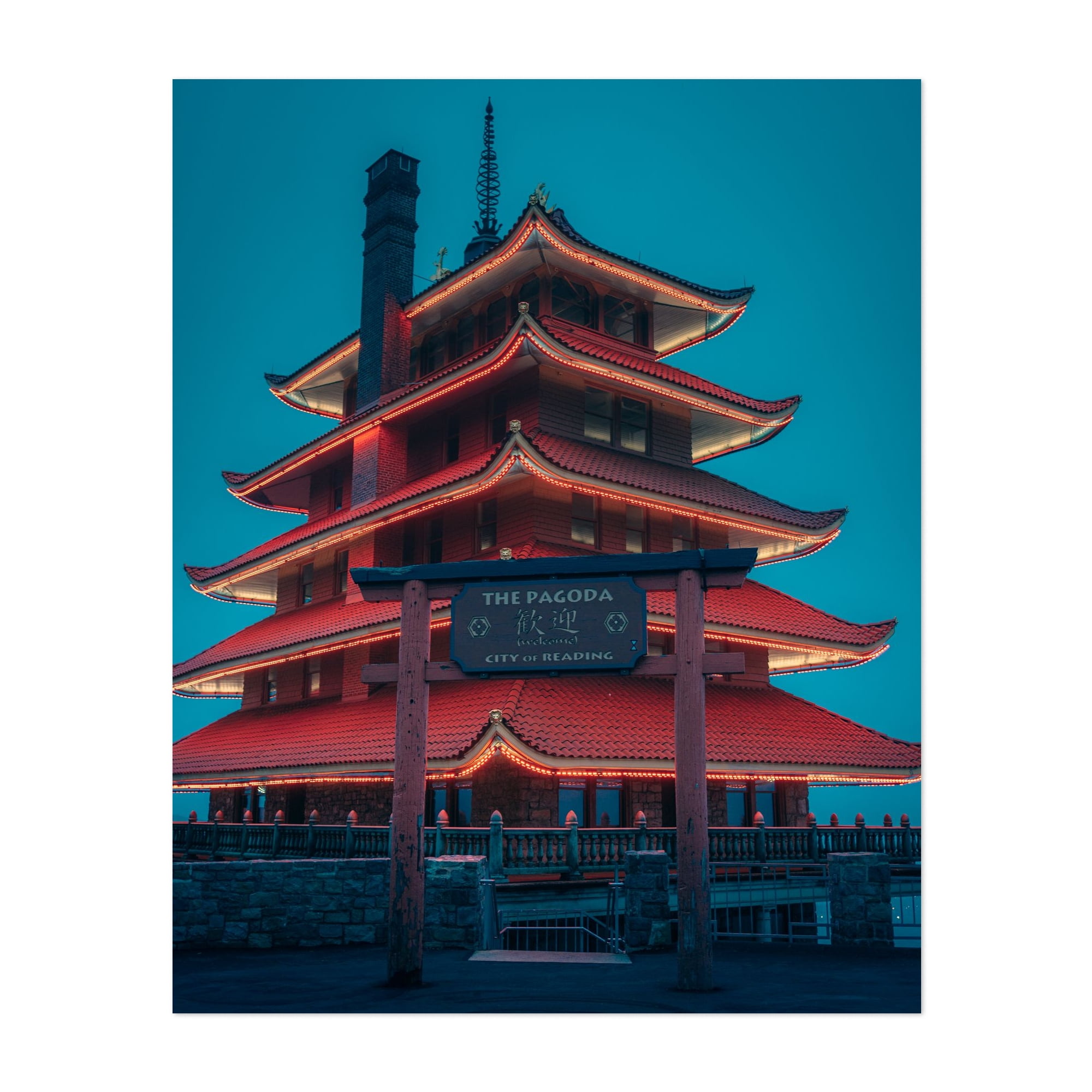 Reading Pagoda 03 - Reading Pennsylvania Photography Architecture Neon ...