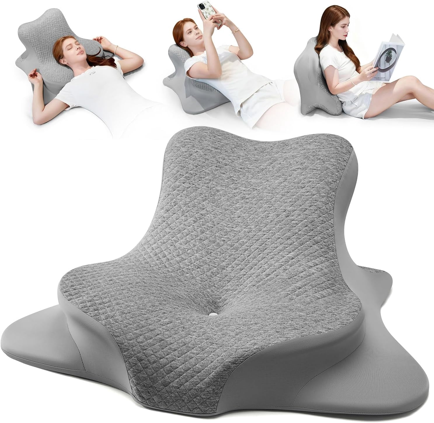 Reading Pillow for Bed, Leaning, Lying and Prone, Ergonomic Memory Foam ...