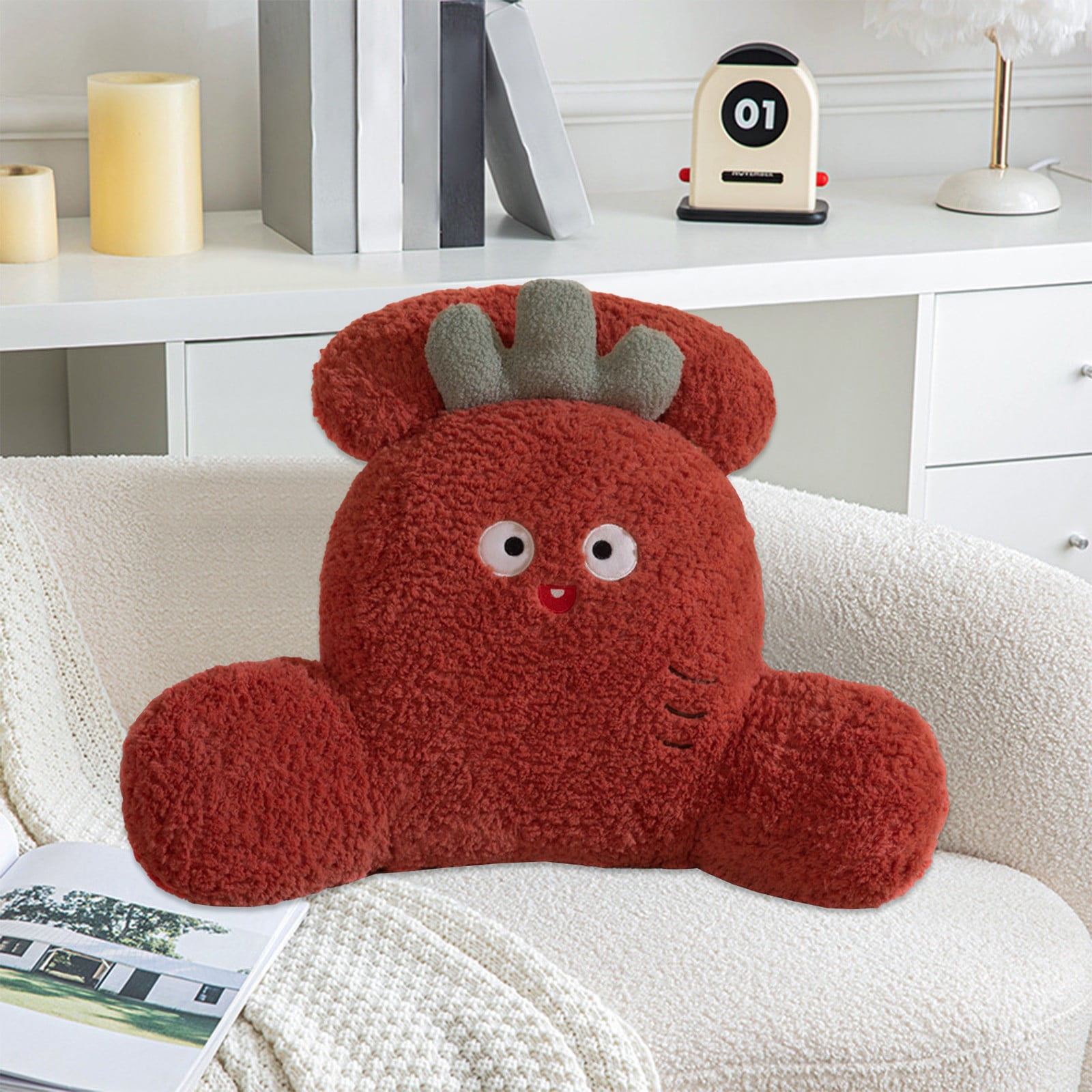 Reading Pillow Bed Rest Pillow Plush Shaggy with Arms Cushion for ...