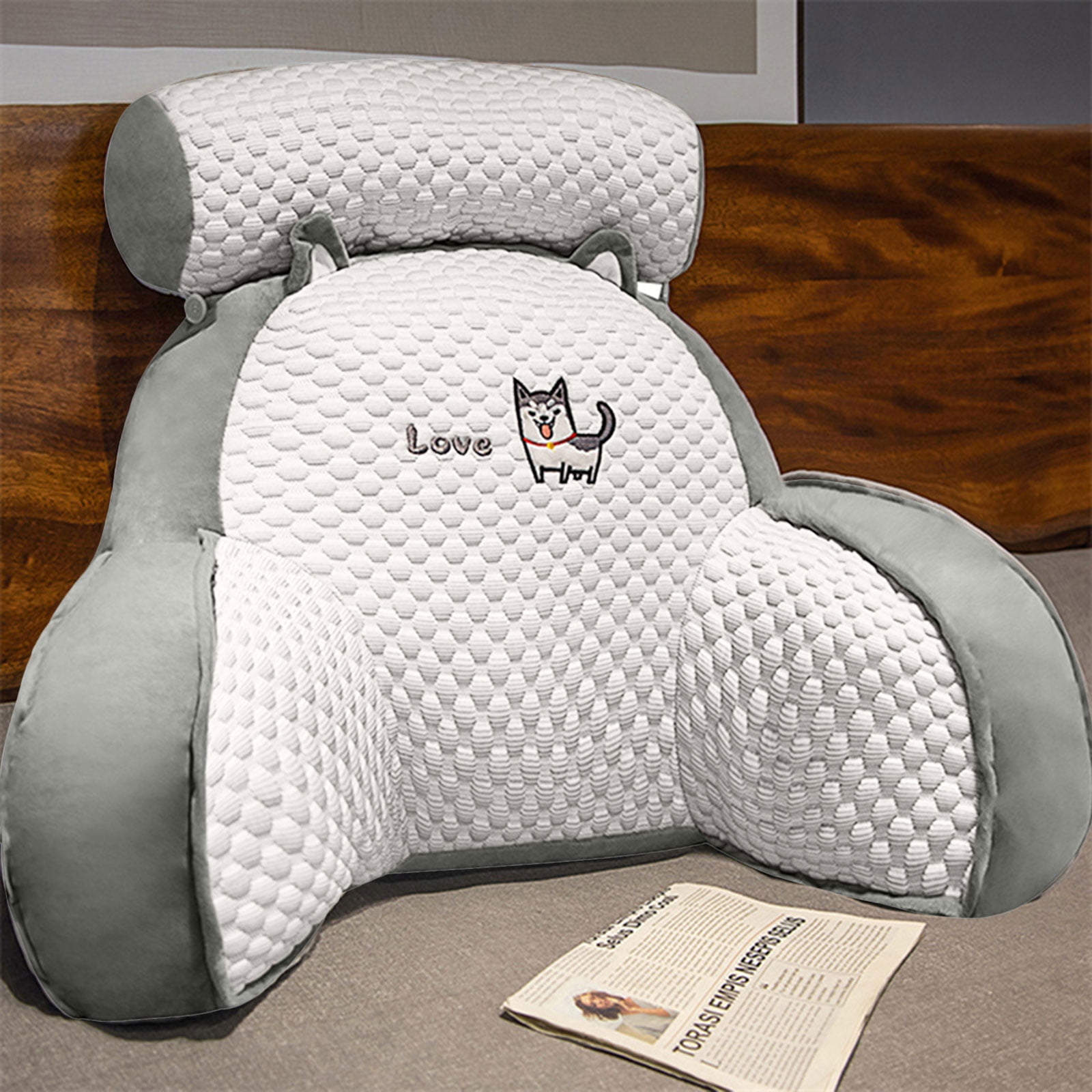 Reading Pillow Cuddle Cushion, Backrest Pillow with Arms, Back Support ...