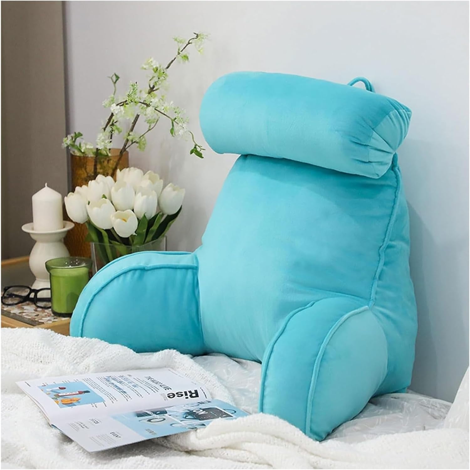 Reading Pillow Design Ergonomic, Back Rest Lumbar Support Arm Seat ...