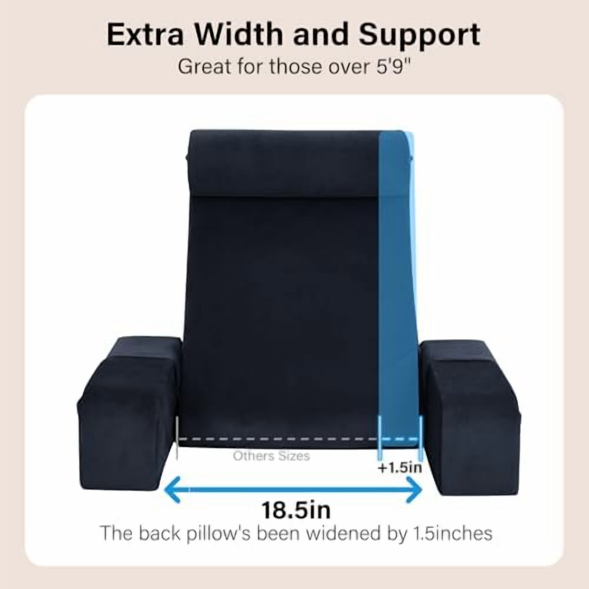 Reading Pillow for Sitting in Bed Adult, 19" Back Support Pillow for ...