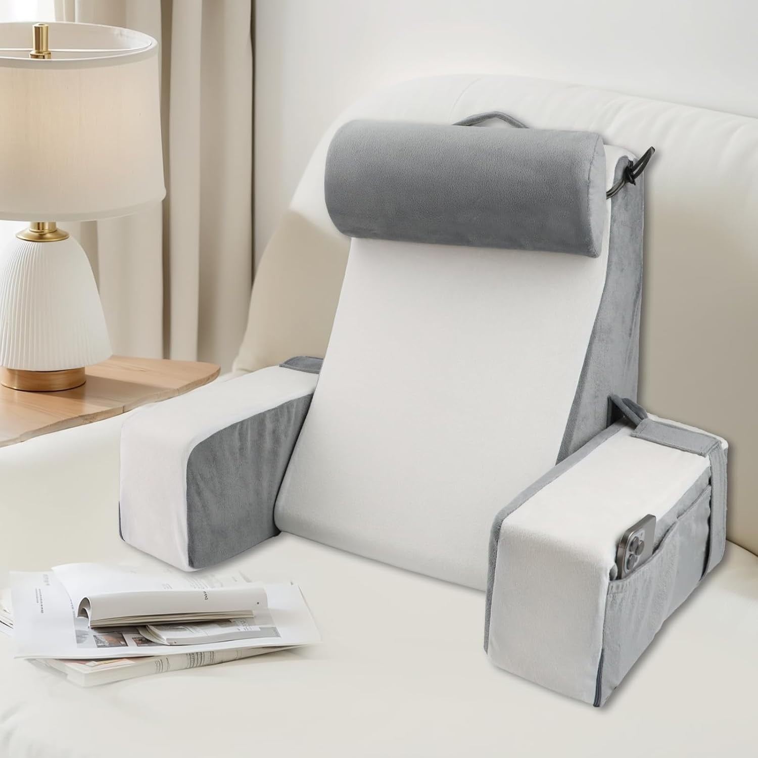Reading Pillow for Sitting in Bed Adult, 19 Inch Backrest Pillow ...