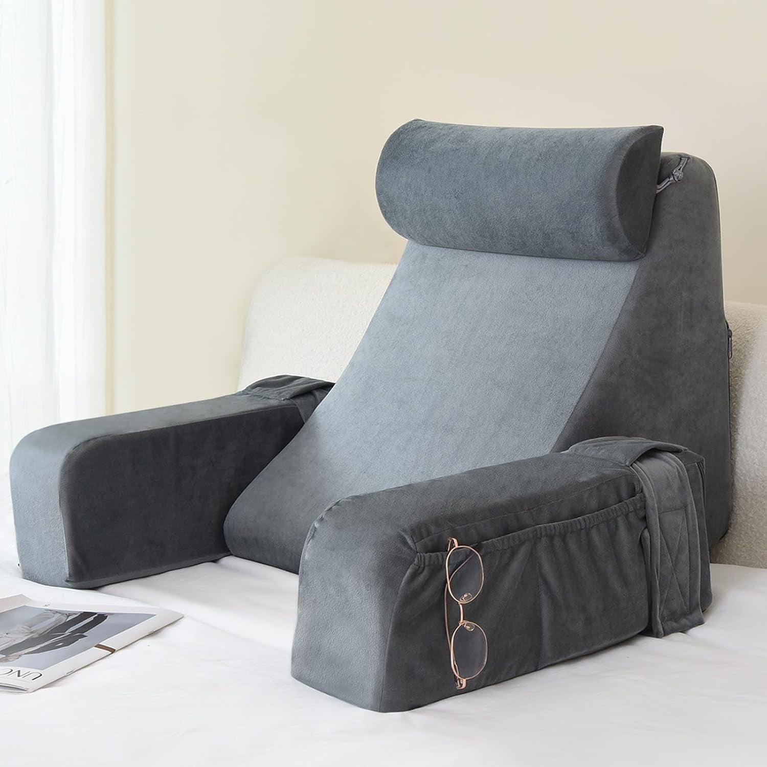 Reading Pillow for Sitting in Bed Adult, Back Pillow for Bed Sitting up ...