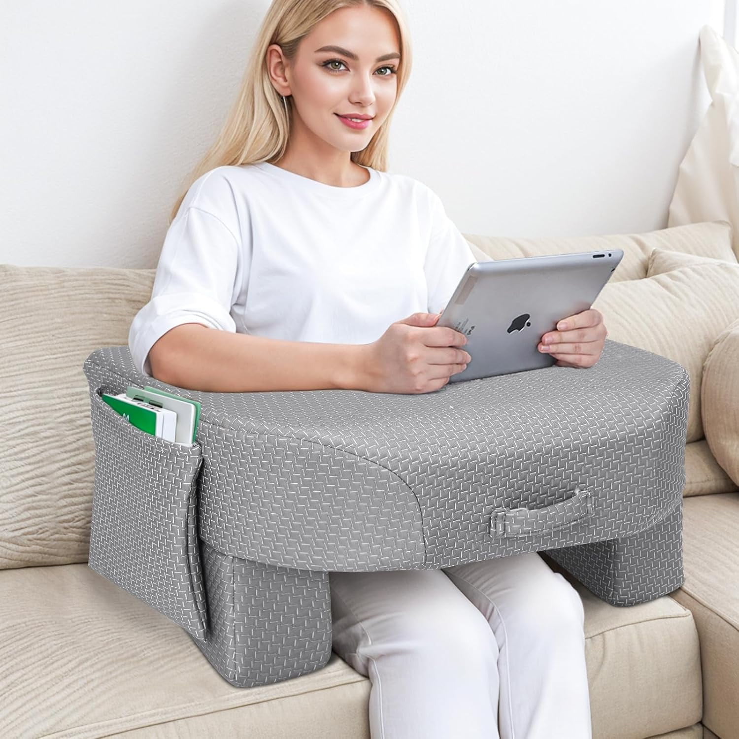 INFANZIA, Height Adjustable Armrest Support Reading Pillow, Dark Grey ...