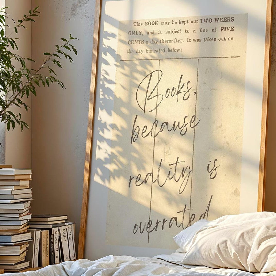 Reading Poster, Book Quotes Wall Art, Reading Quotes Print,Vintage ...