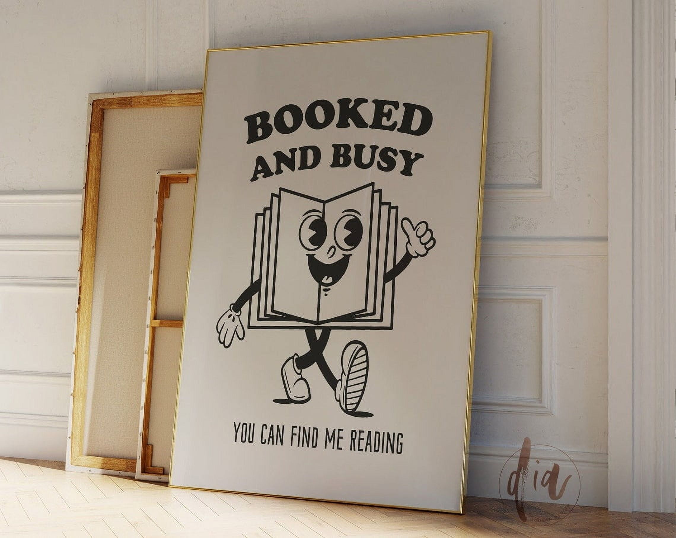 Reading Poster, Classroom Wall Art Print, Retro Book Cartoon, Mascot ...