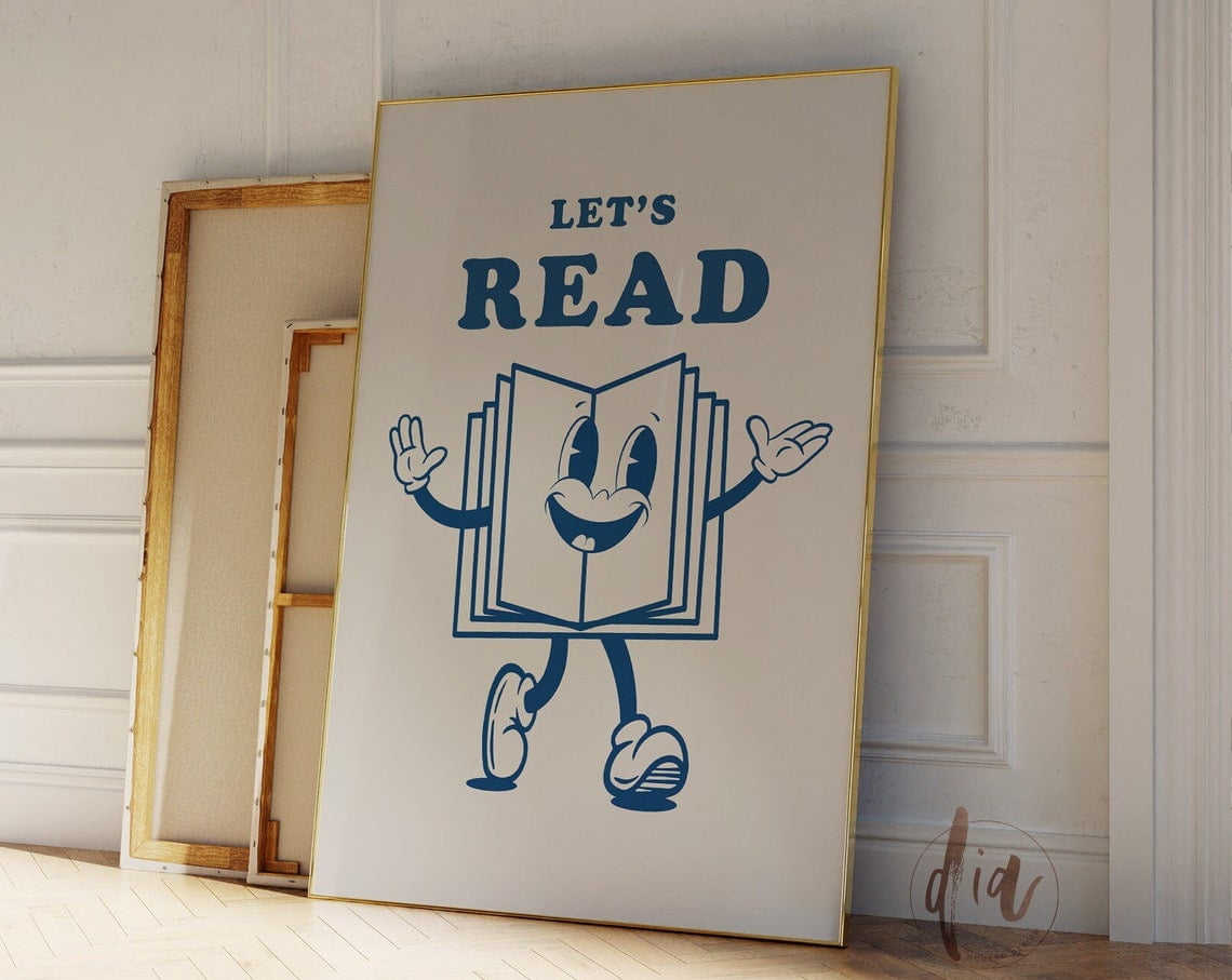 Reading Poster, Classroom Wall Decor, Let'S Read, Trendy Retro Art ...
