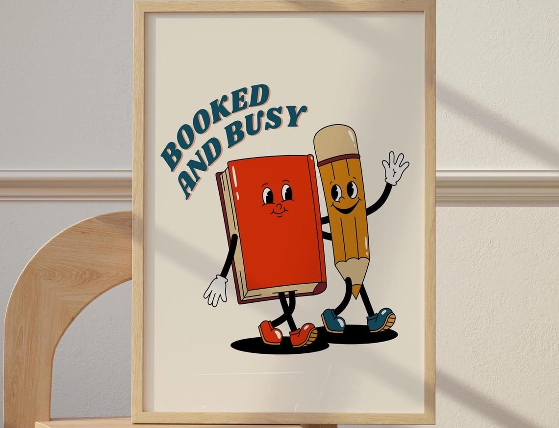 Reading Poster Classroom Wall Decor Wall Print Booked And Busy Trendy ...