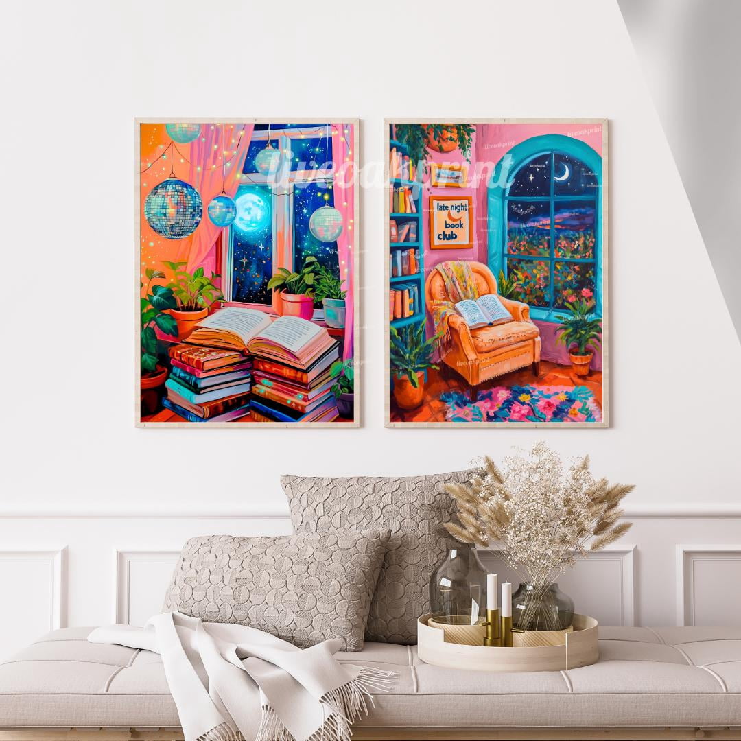 Reading Prints Mystical Reading Nook And Late Night Book Club Cozy ...